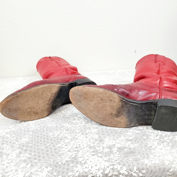Justin Boots | Shoes | Justin Red Roper Lizard Skin Cowboy Boots Sz 6 ...
